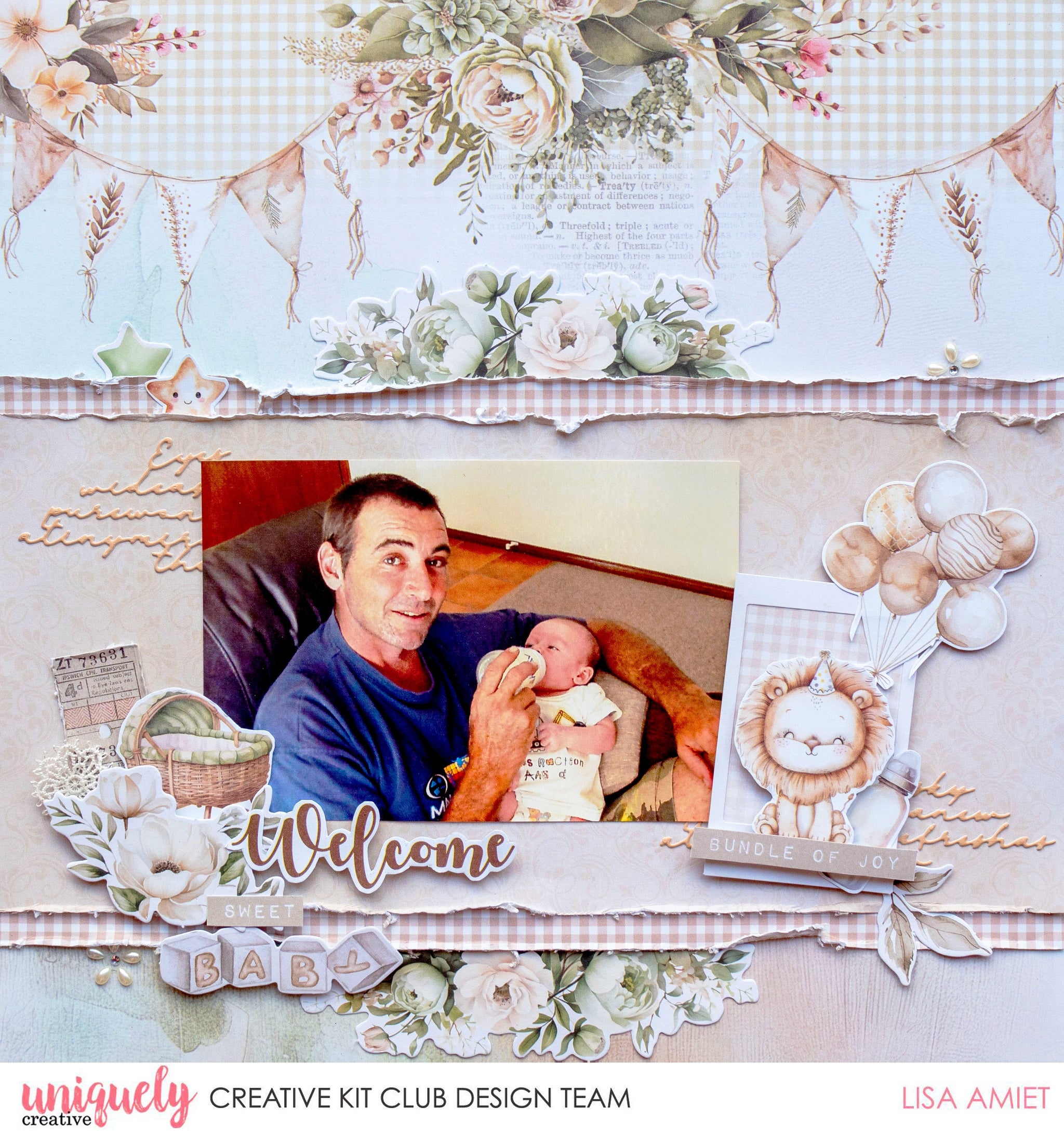 WELCOME BABY LAYOUT TUTORIAL - LISA AMIET - Uniquely Creative