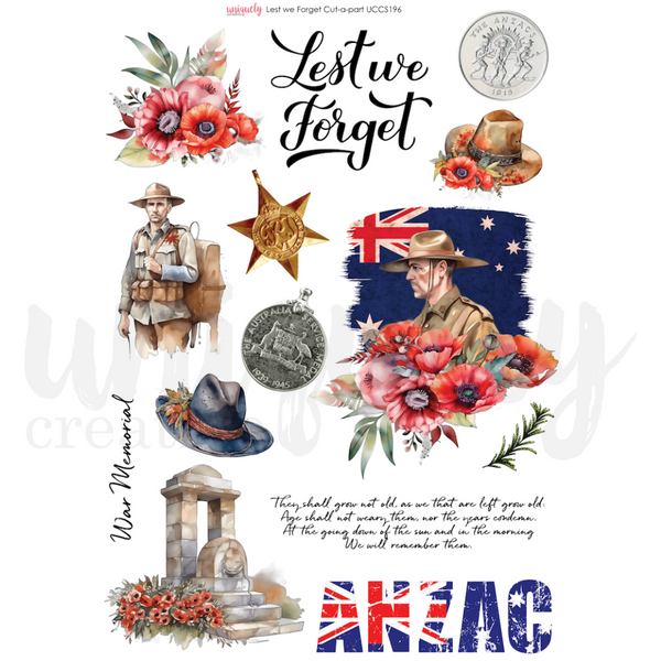 Lest We Forget Cut-a-Part Sheet - Uniquely Creative