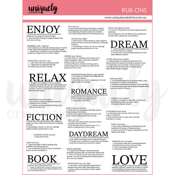 Definition Rub-Ons - Uniquely Creative