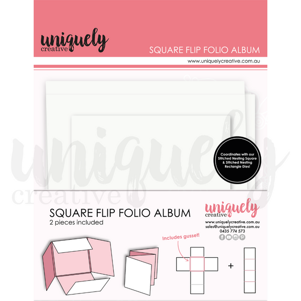 Square Flip Folio Album - White | Uniquely Creative