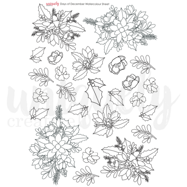 Days of December Cut-a-part Sheet Watercolour - Uniquely Creative