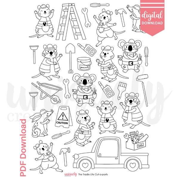 The Tradie Life Cut-a-Part Sheet - Digital Download - Uniquely Creative