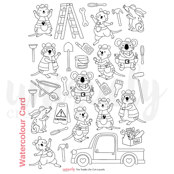 The Tradie Life Cut-a-part Sheet Watercolour - Uniquely Creative